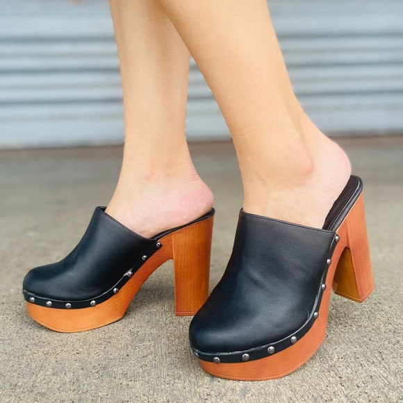 Shoes | Black Studded Platform Mule | Poshmark